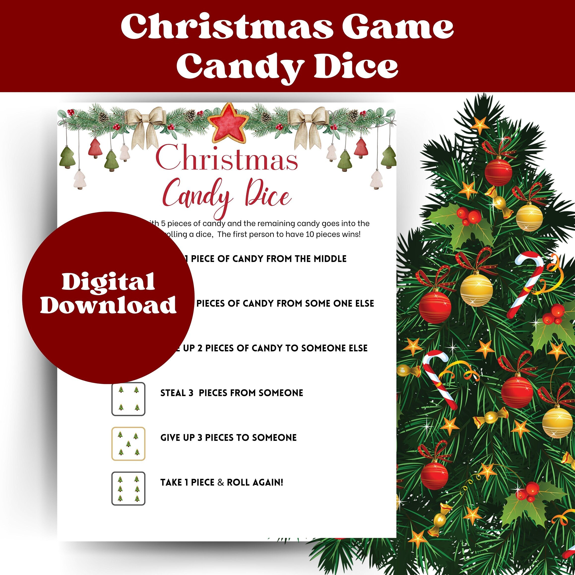 Christmas Dice Game, Candy Dice Game Fun Family Activity, Friends Game ...