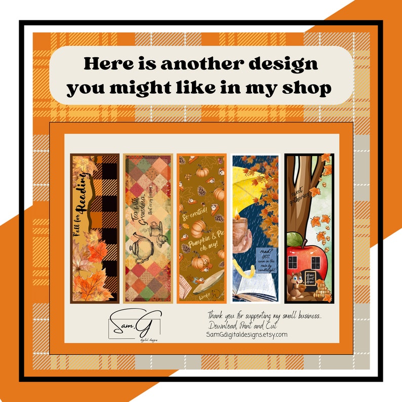 Printable Bookmarks, Fall Bookmark Set of 5, Digital Download, Autumn ...