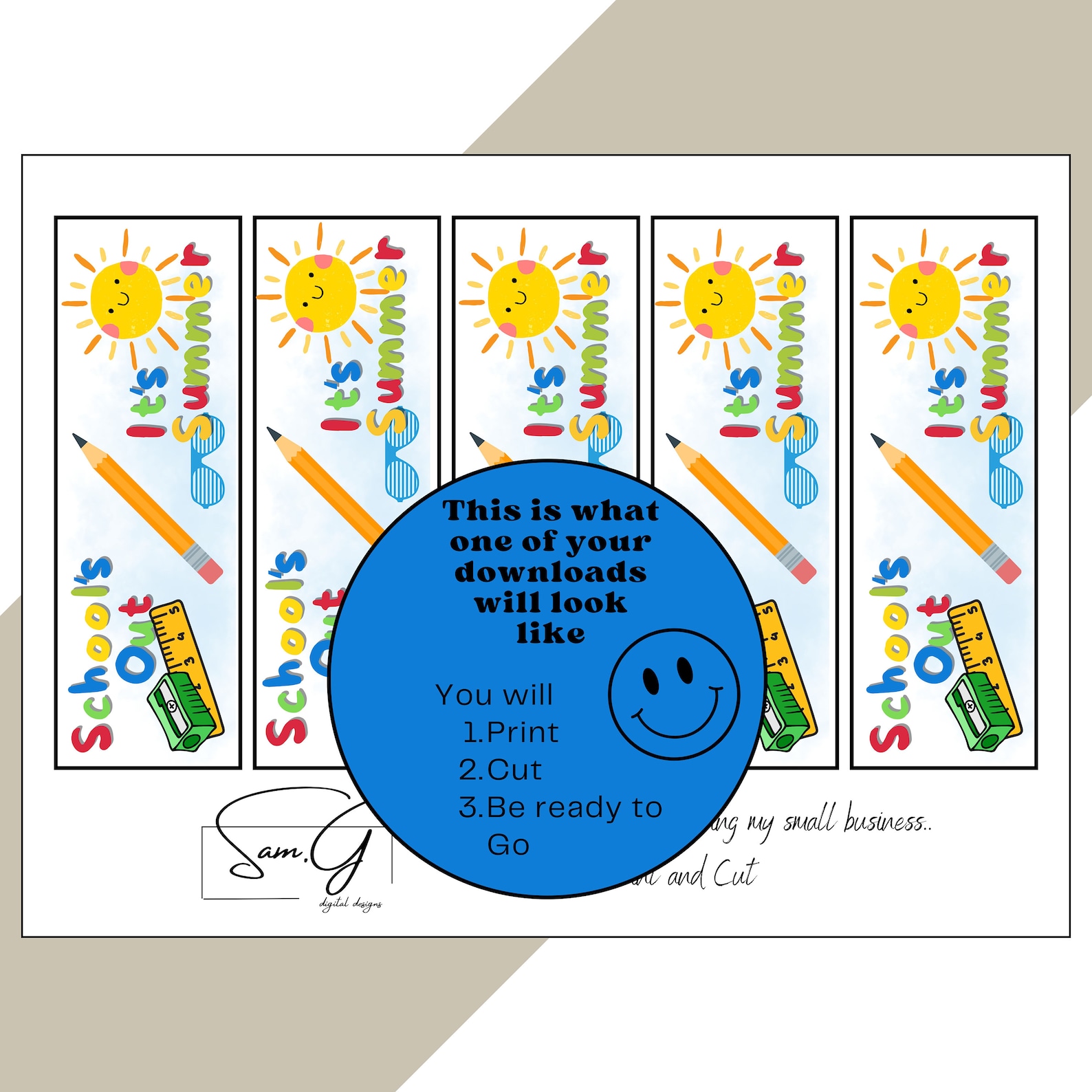 End of School Printable Bookmarks | School's Out Bookmark Gift ...