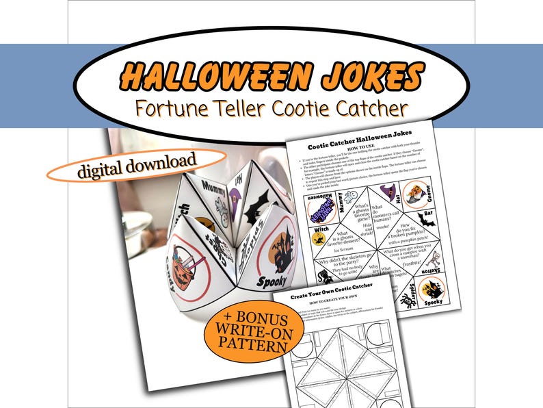 Cootie Catcher Halloween Jokes, Paper Fortune Teller, Printable Games ...