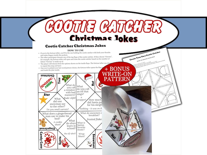 Cootie Catcher, Christmas Jokes, Paper Fortune Teller, Printable Games ...