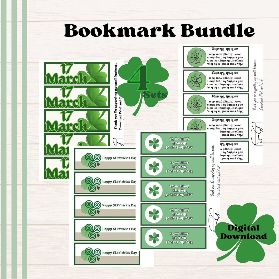 Printable Bookmarks St. Patrick’s Day, Book Lovers Saint Patrick’s Gift ...