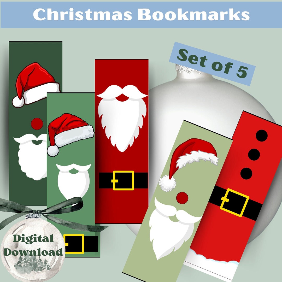 Printable Bookmarks Christmas, Modern Santa Minimalist Santa Gift ...