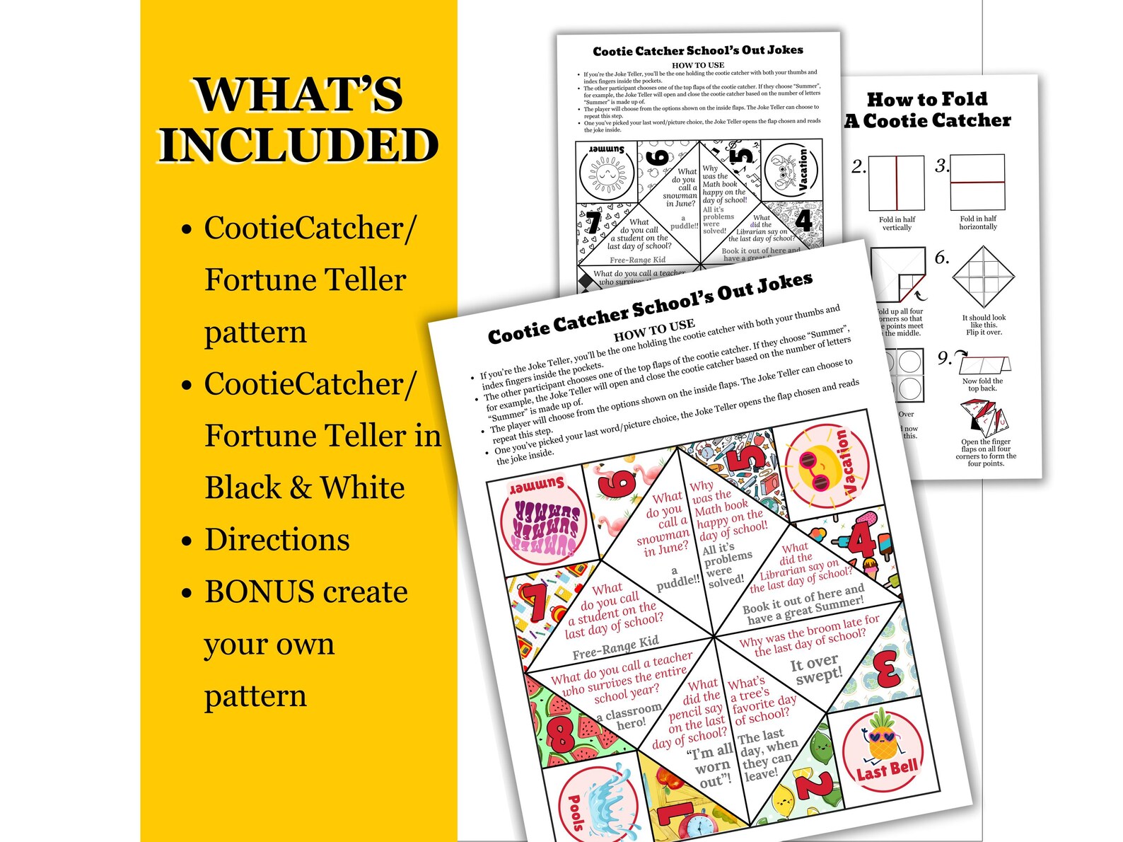 Jokes for Kids, Cootie Catcher, Paper Fortune Teller, End of School ...