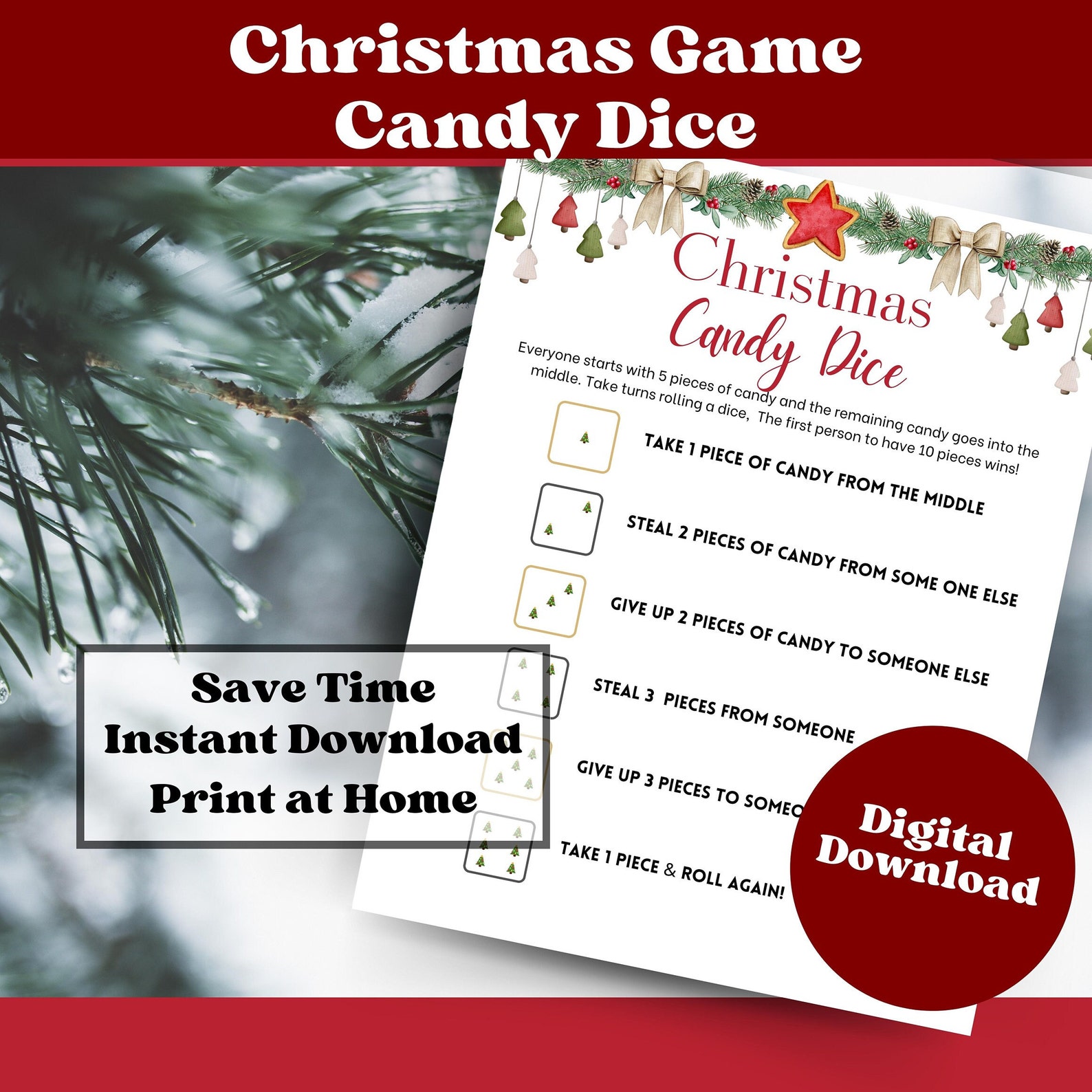Christmas Dice Game, Candy Dice Game Fun Family Activity, Friends Game ...