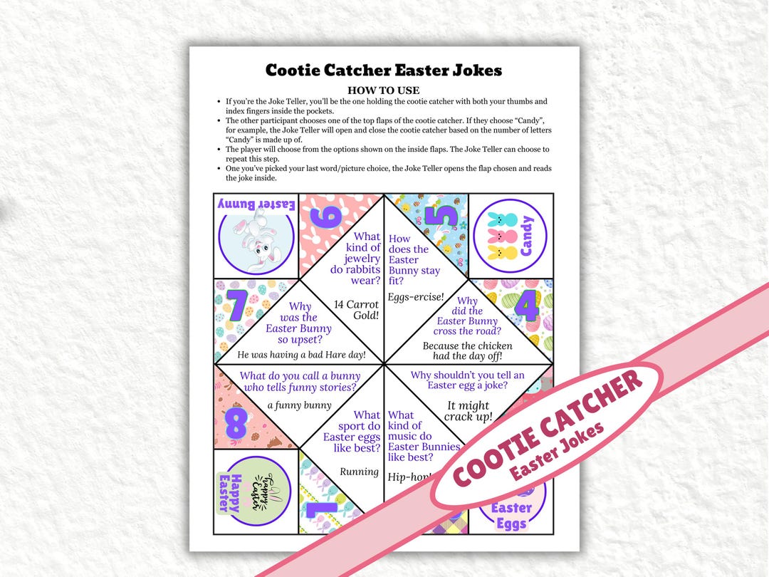 Cootie Catcher, Paper Fortune Teller, Easter Cootie Catcher, Origami ...