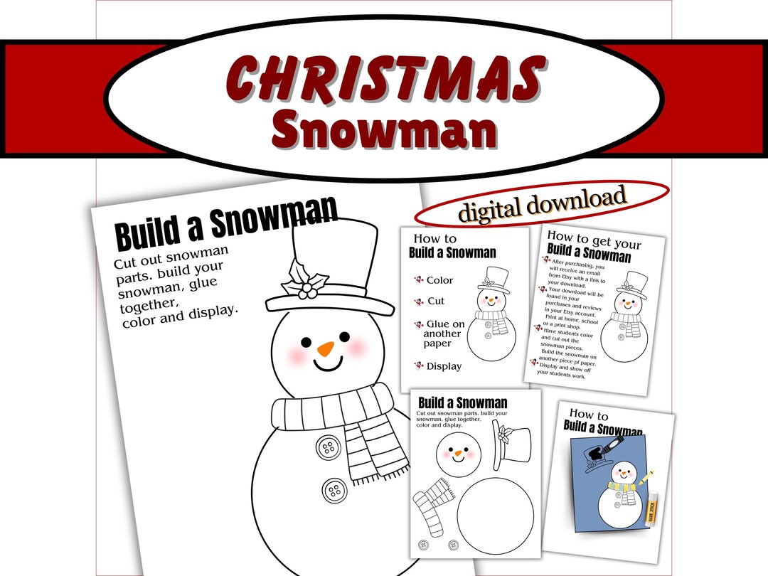 DIY Snowman Craft, Build a Snowman Printable, Digital Download ...