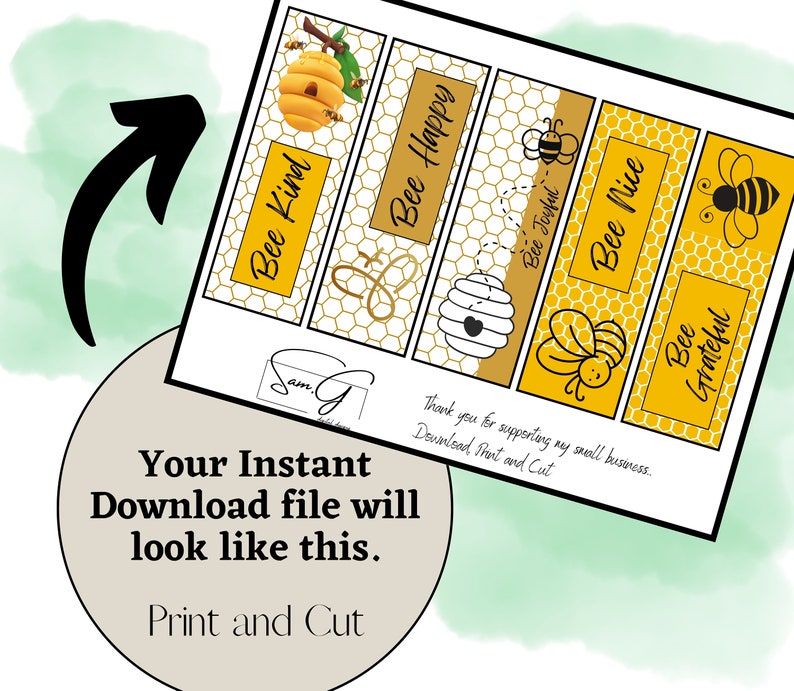 Printable Bookmarks, Bee Theme, Unique Bookmarks, Bookmark for Reader ...