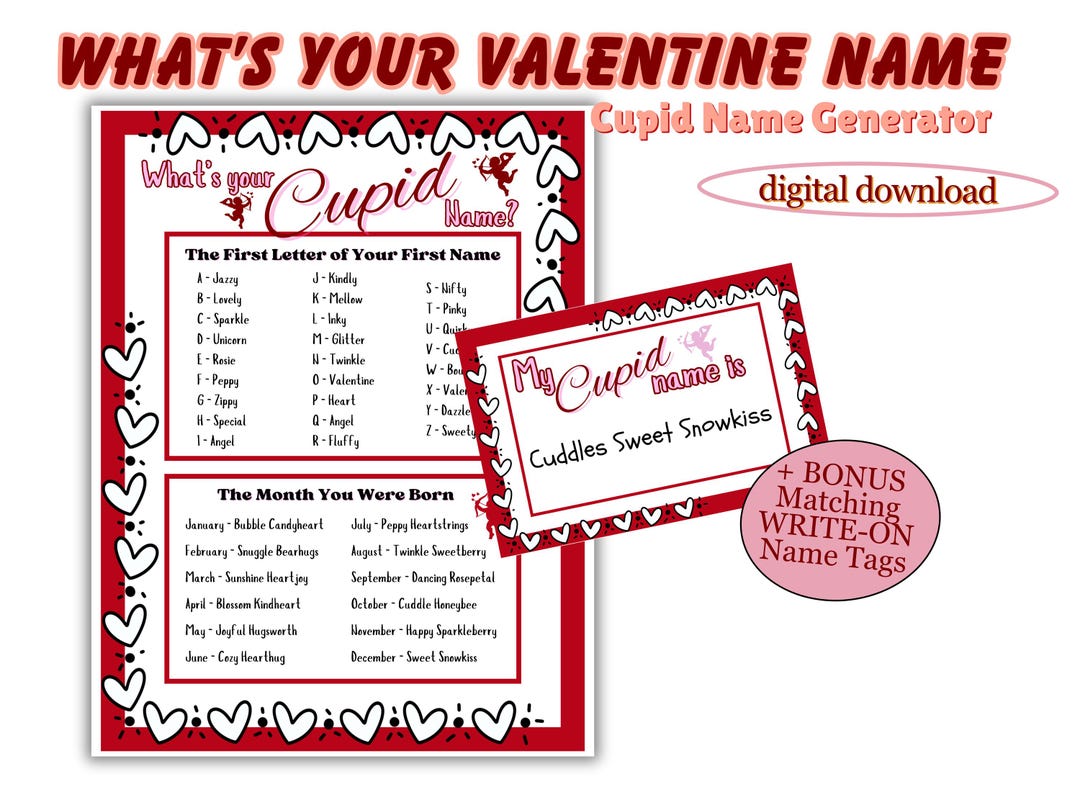 What's Your Cupid Name, Valentine's Day Name Generator, Cupid Name Game ...