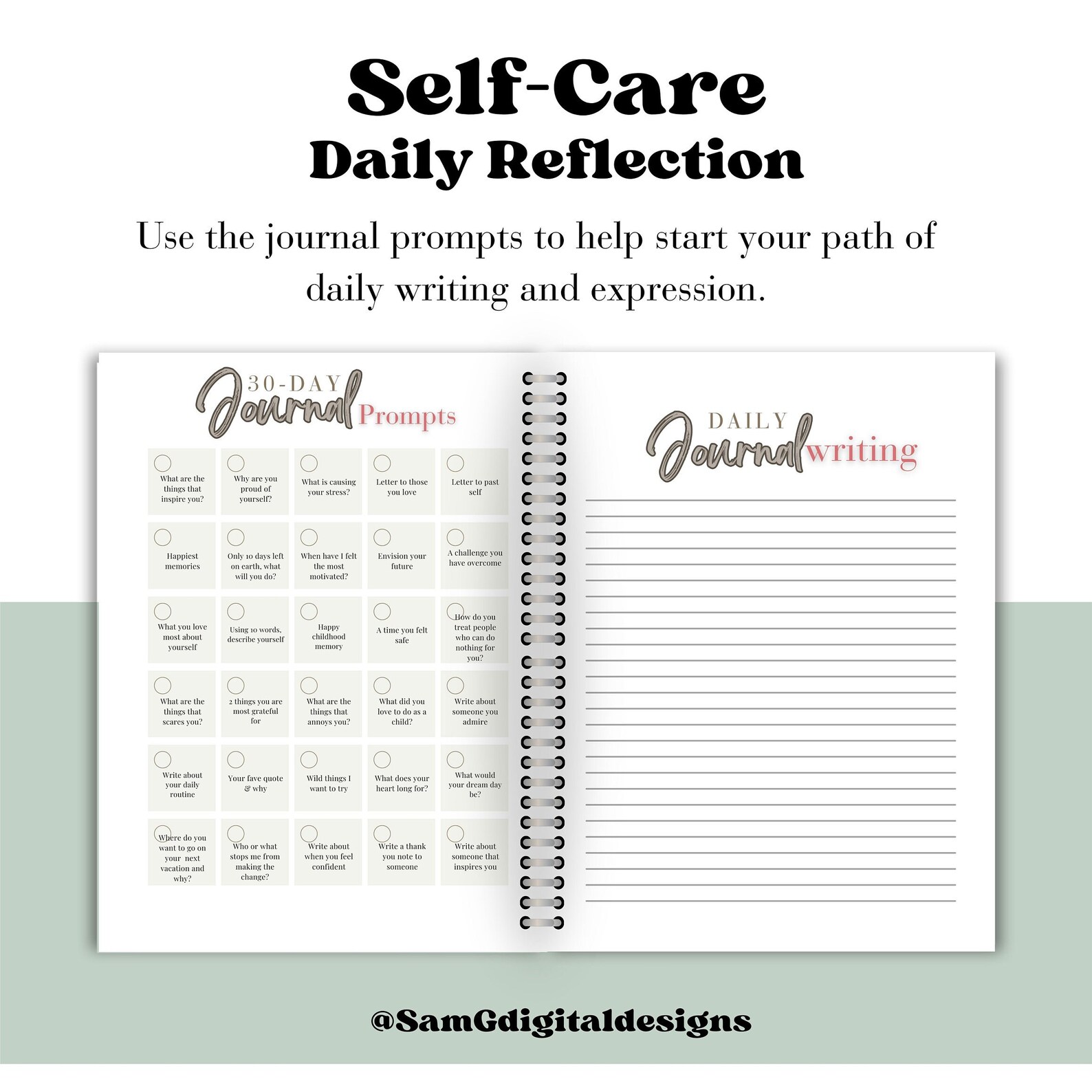 Mood Tracker Self Care Journal, Habit Tracker, Self Care Checklist ...