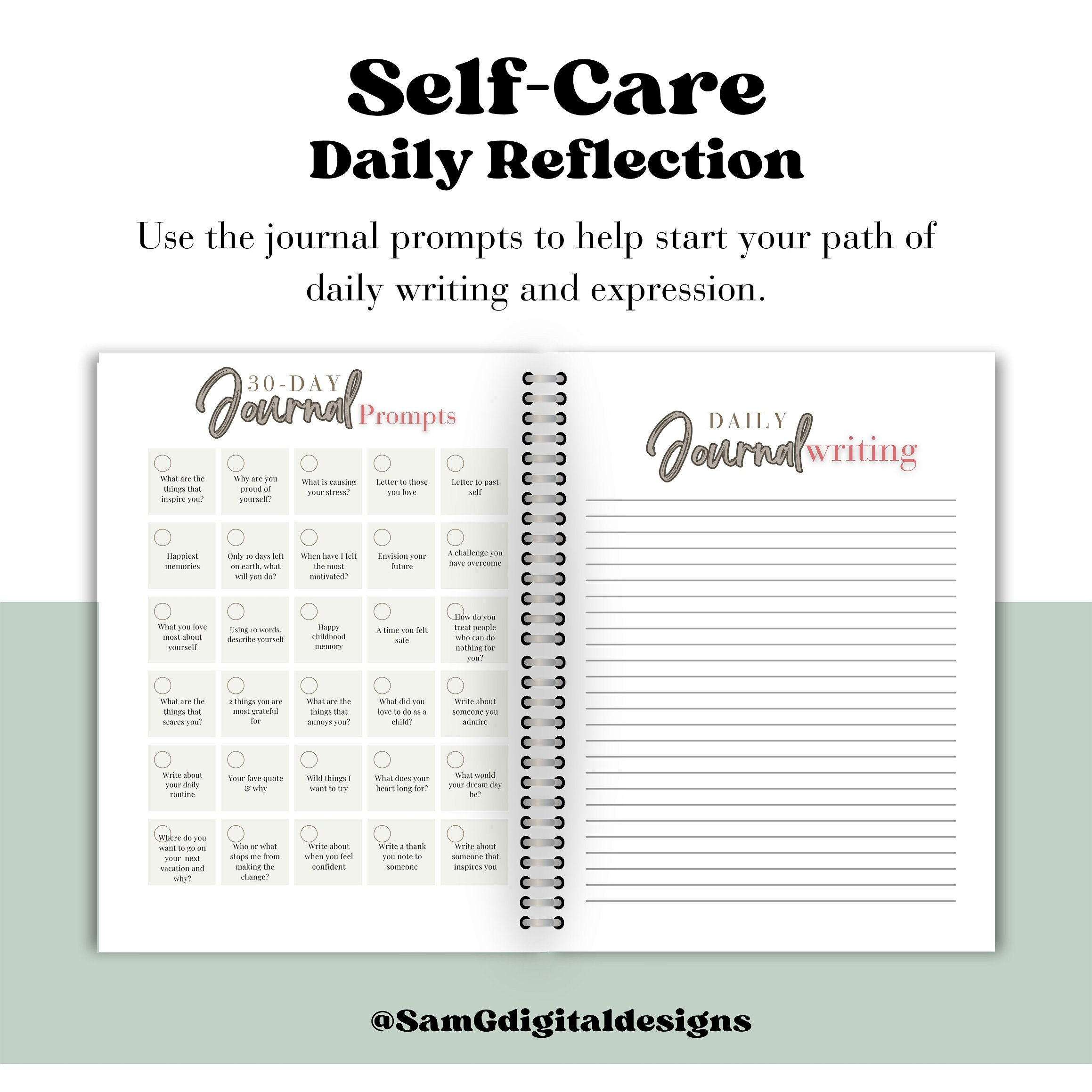 Mood Tracker Self Care Journal, Habit Tracker, Self Care Checklist ...