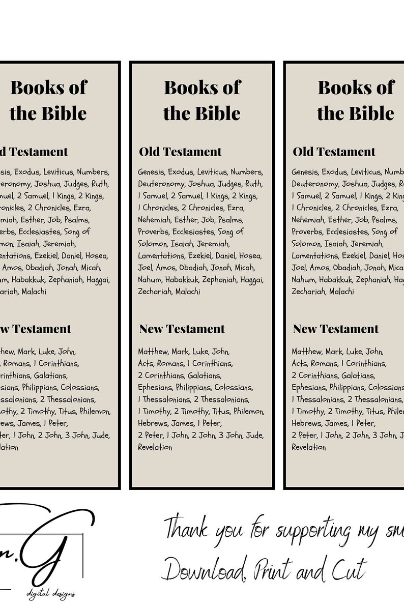 Books of the Bible Printable Bookmarks, Unique Bookmarks, Bible ...