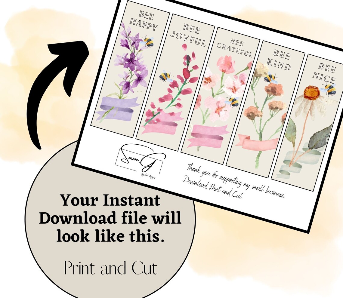 Printable Bookmarks, Unique Bookmarks, Bookmark Set, Floral Bookmark ...