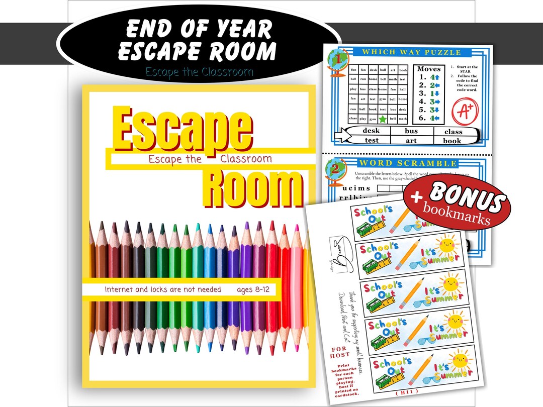 Printable Escape Room End of School Escape Room Kit Kids Activities ...
