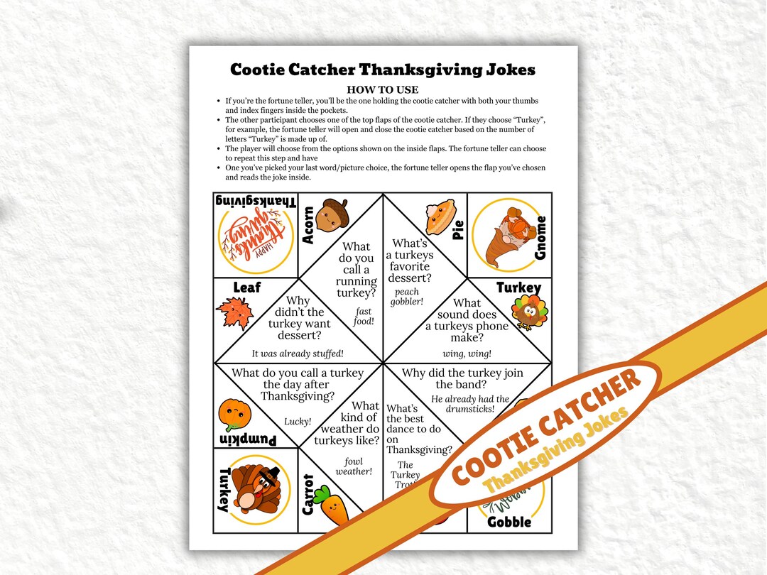 Fortune Teller Cootie Catcher, Thanksgiving Jokes, Printable Games ...