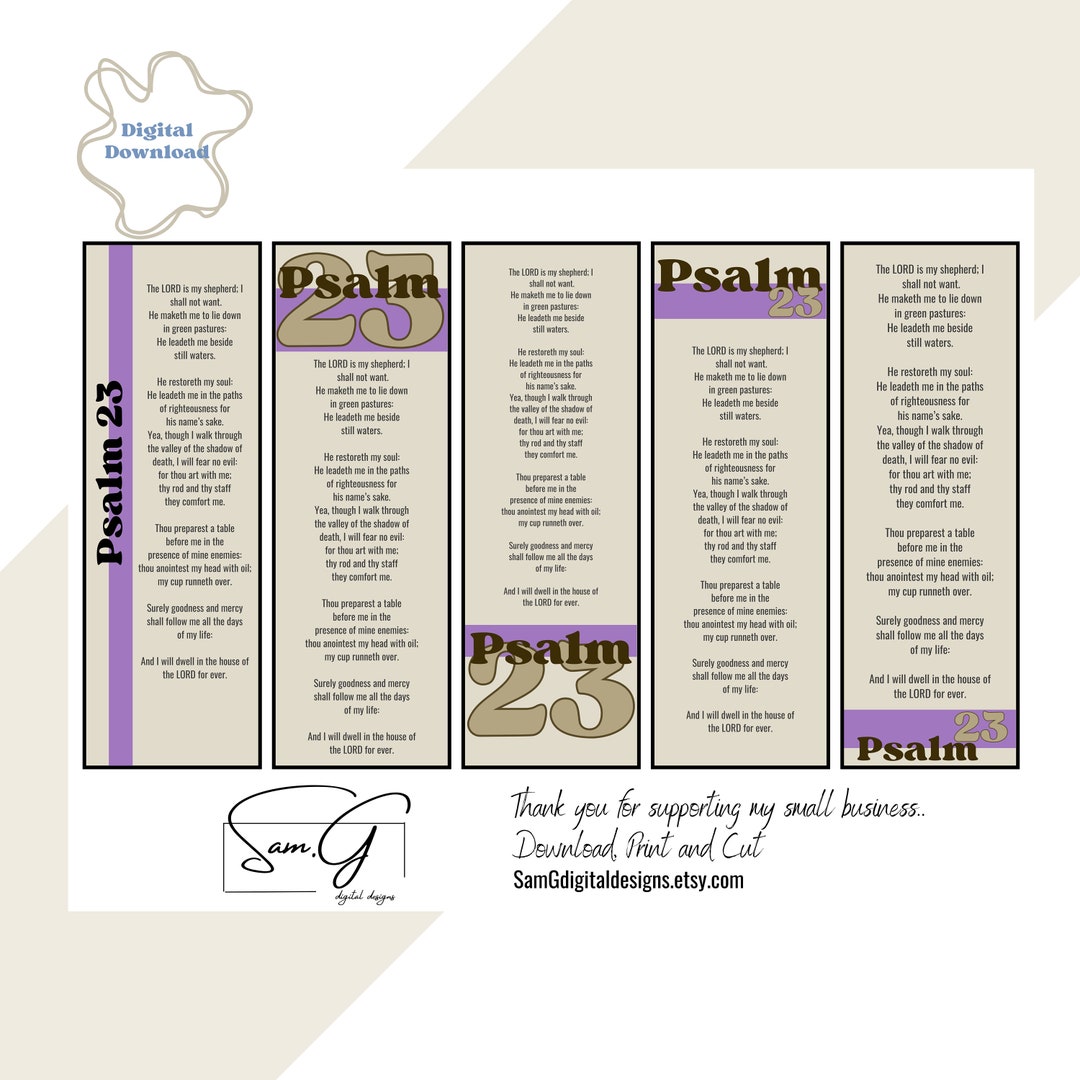 Printable Bookmarks, Psalm 23, Unique Bookmarks, the Lord is My ...