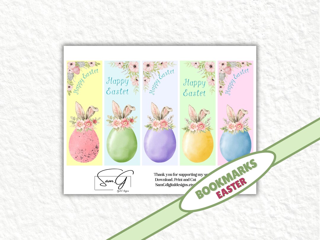Easter Bookmarks, Printable Bookmarks, Book Lover Gift, Easter Egg ...