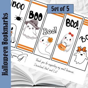 Printable Bookmark Halloween Cute Ghost, Trick-or-treat Gift, Digital ...