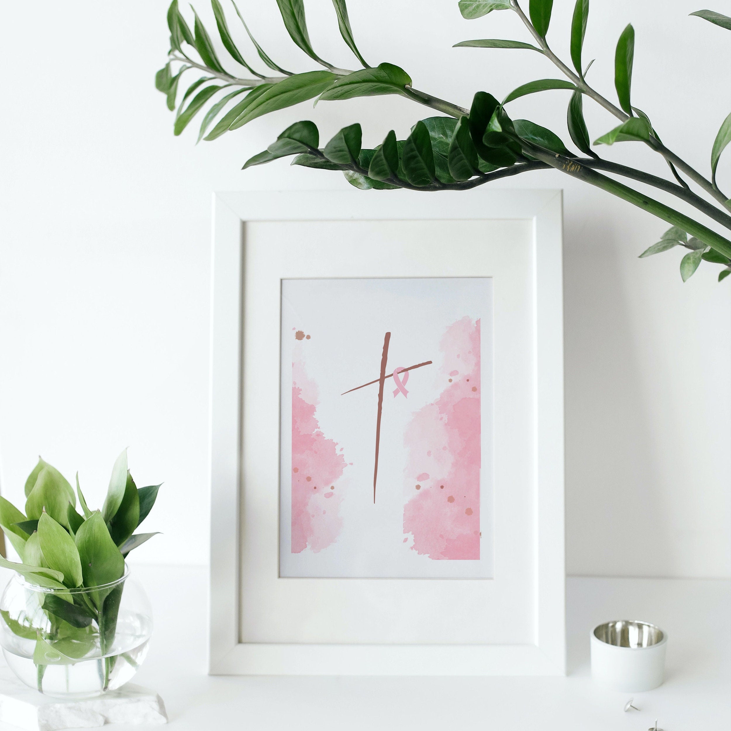 Cancer Surviver Gift, Breast Cancer Ribbon on Cross, Give It to God ...