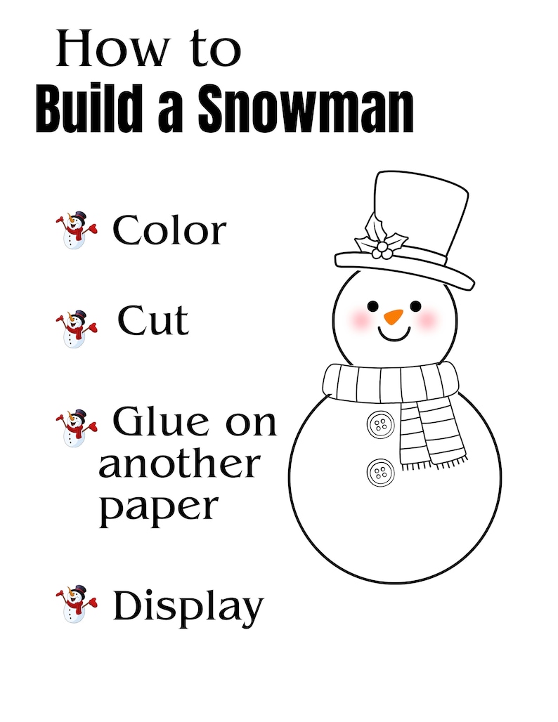 Build a Snowman, Printable Kindergarten, Snowman Building, Digital ...