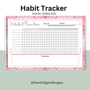 Habit Tracker Printable, Cute Habit Tracker, Monthly Habit Tracker, PDF ...