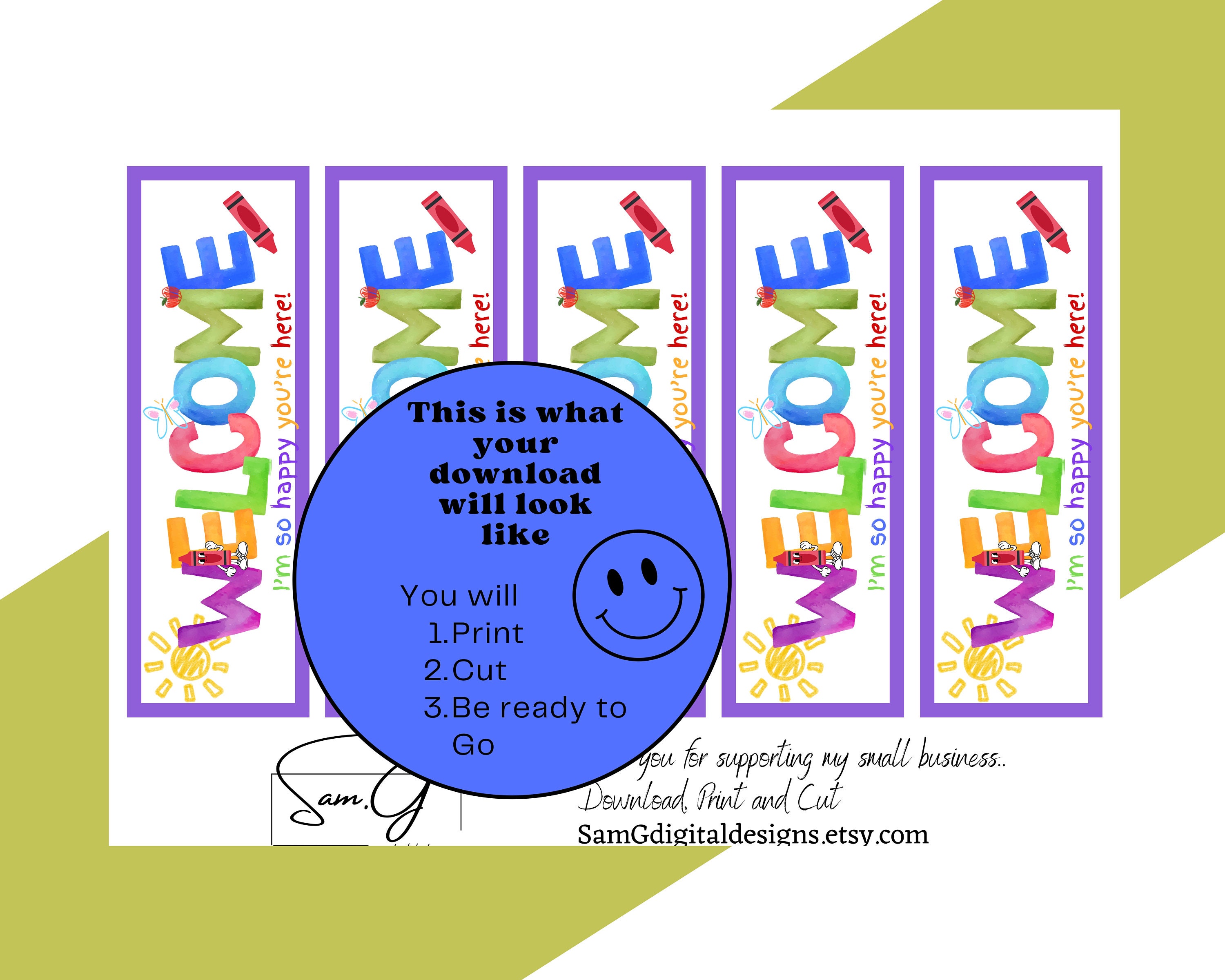Printable Bookmarks Back to School Welcome, First Day of School ...