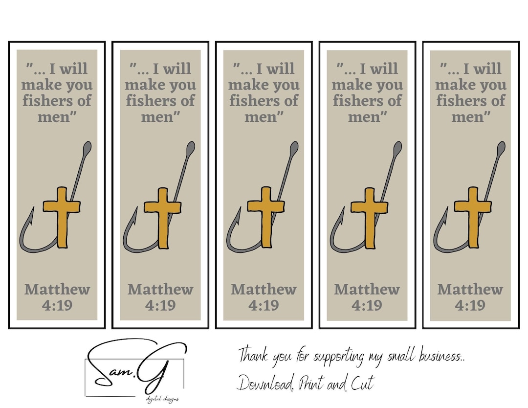 Bible Bookmark, Unique Bookmarks, Bookmarks Bible Verses, Fishers of Men, Bible Verse Printable ...