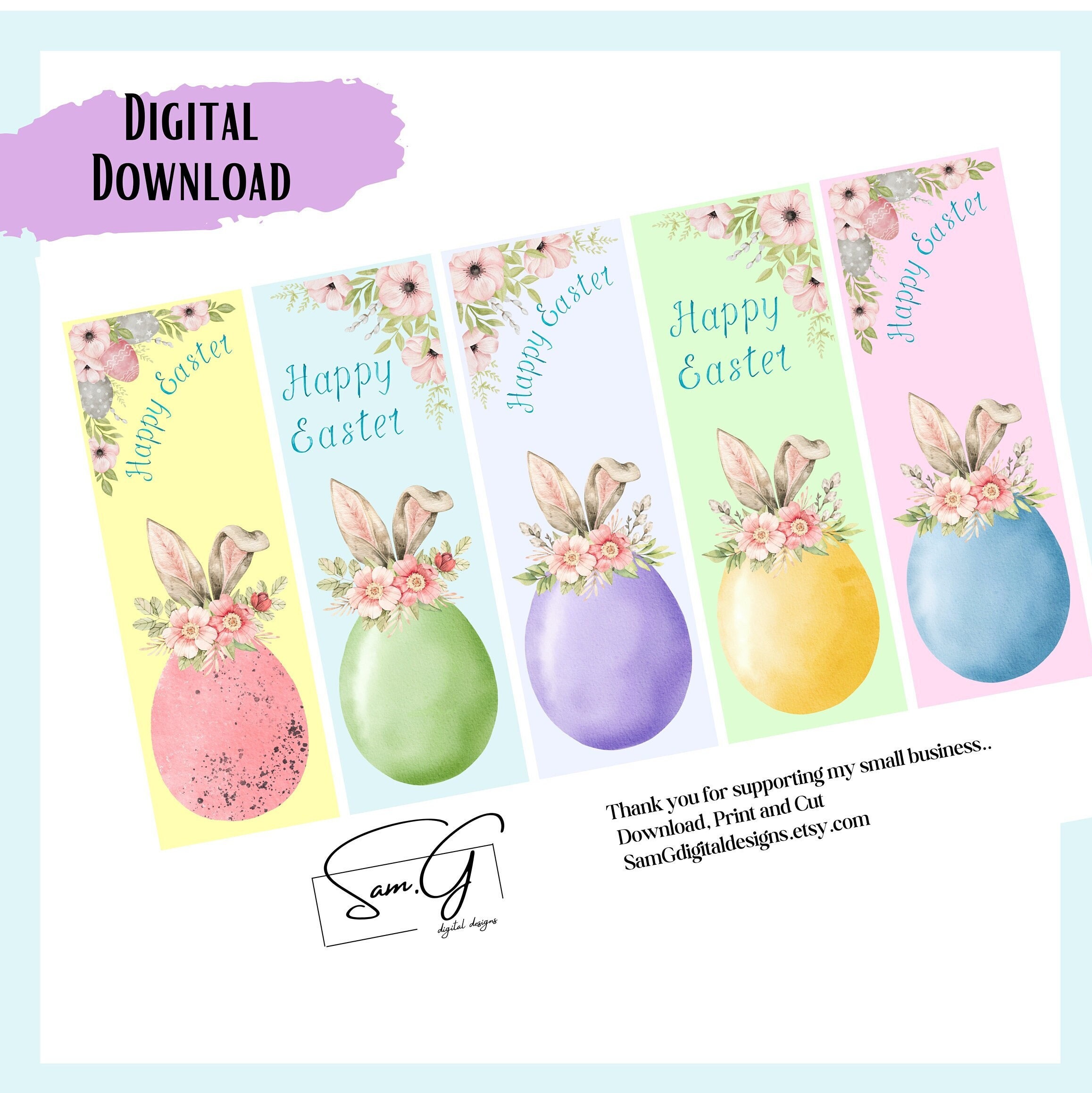 Easter Bookmarks, Printable Bookmarks, Book Lover Gift, Easter Egg ...