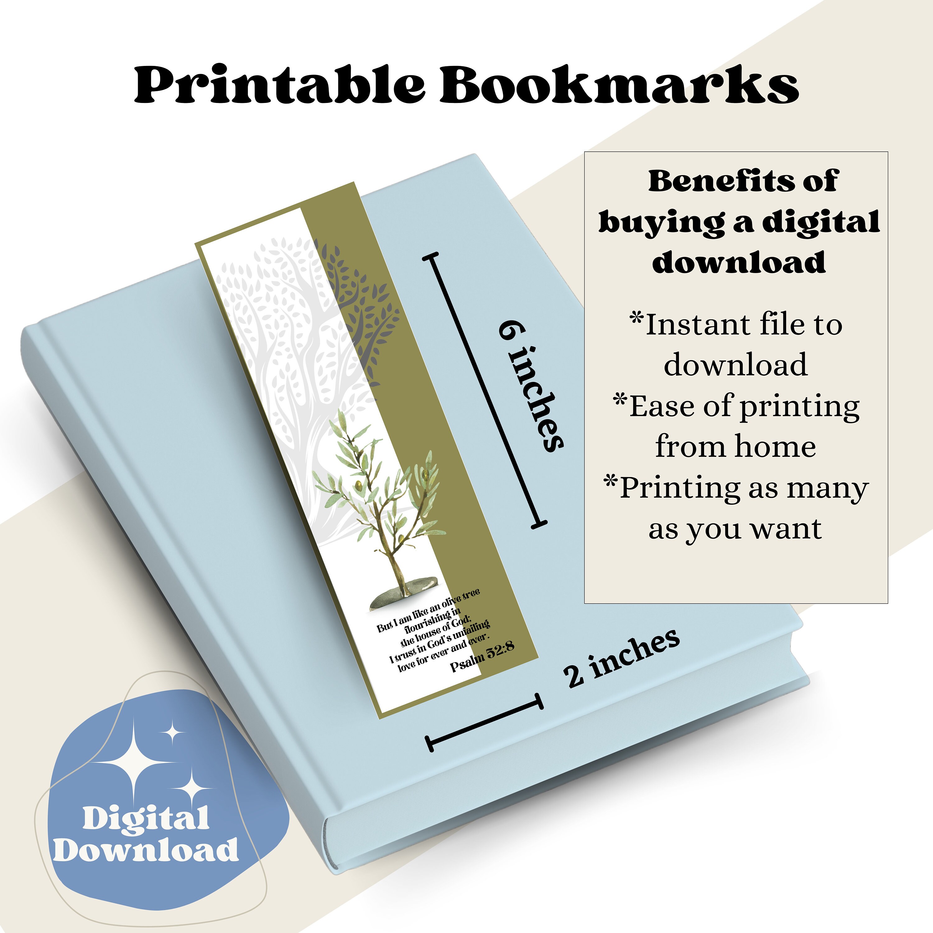 Olive Tree Bookmarks Bible Verse, Printable Bookmarks, Aesthetic ...