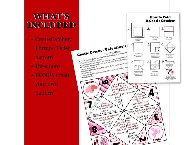 Cootie Catcher, Valentines Day Jokes, Paper Fortune Teller, Printable ...