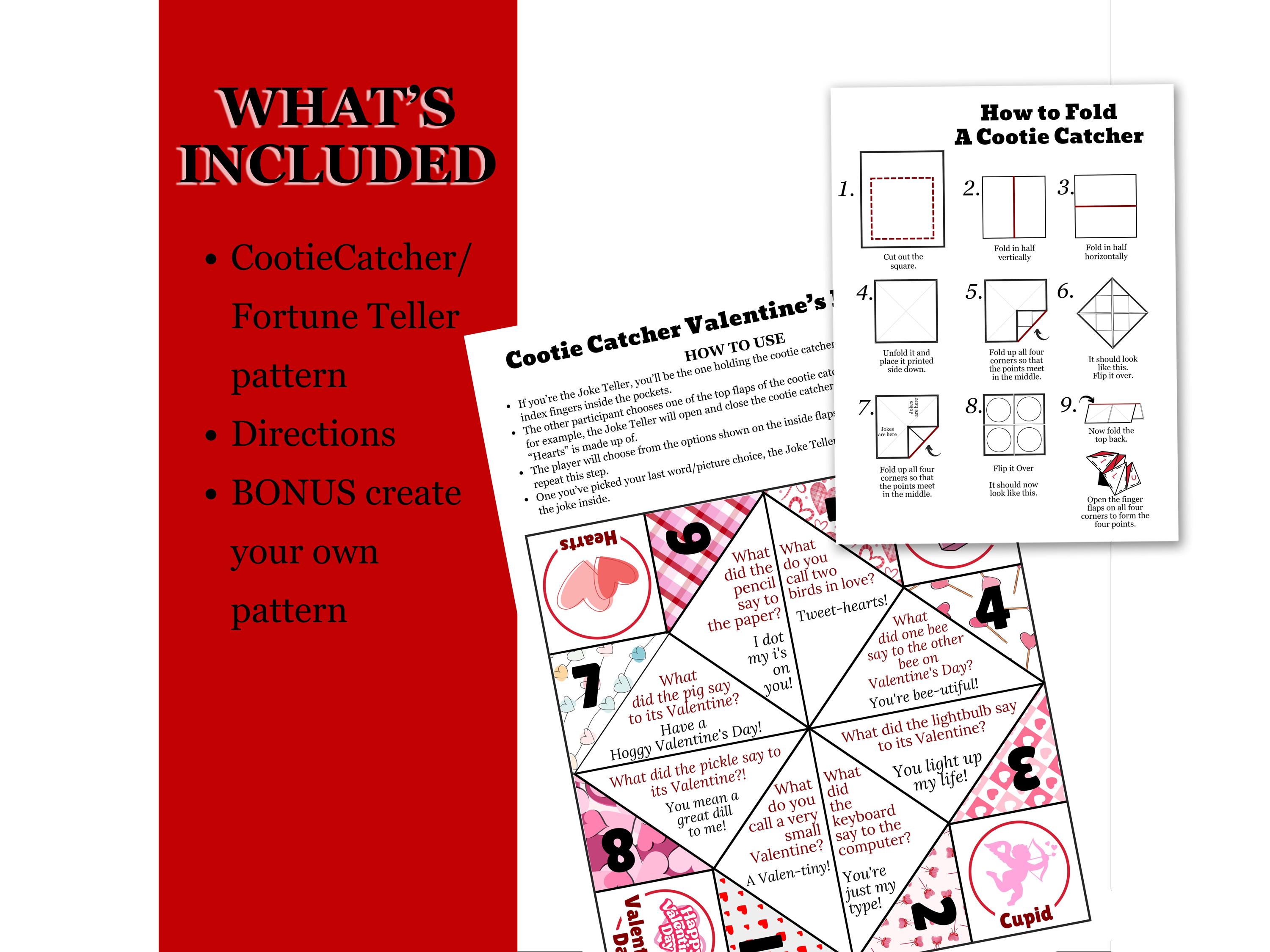 Cootie Catcher, Valentines Day Jokes, Paper Fortune Teller, Printable ...