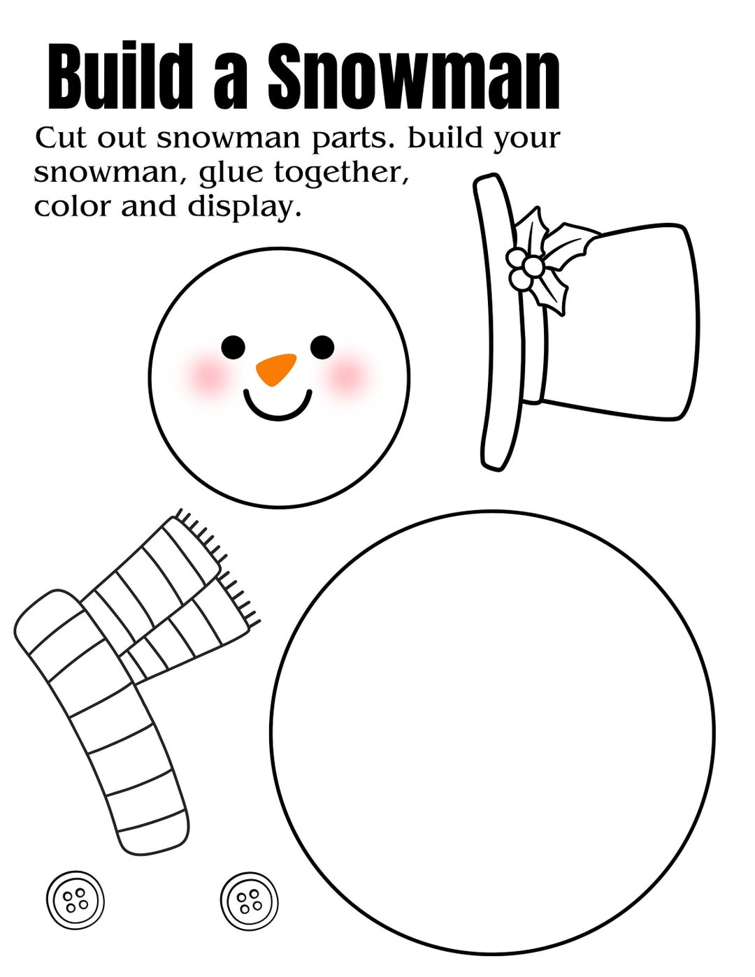 Build a Snowman, Printable Kindergarten, Snowman Building, Digital ...