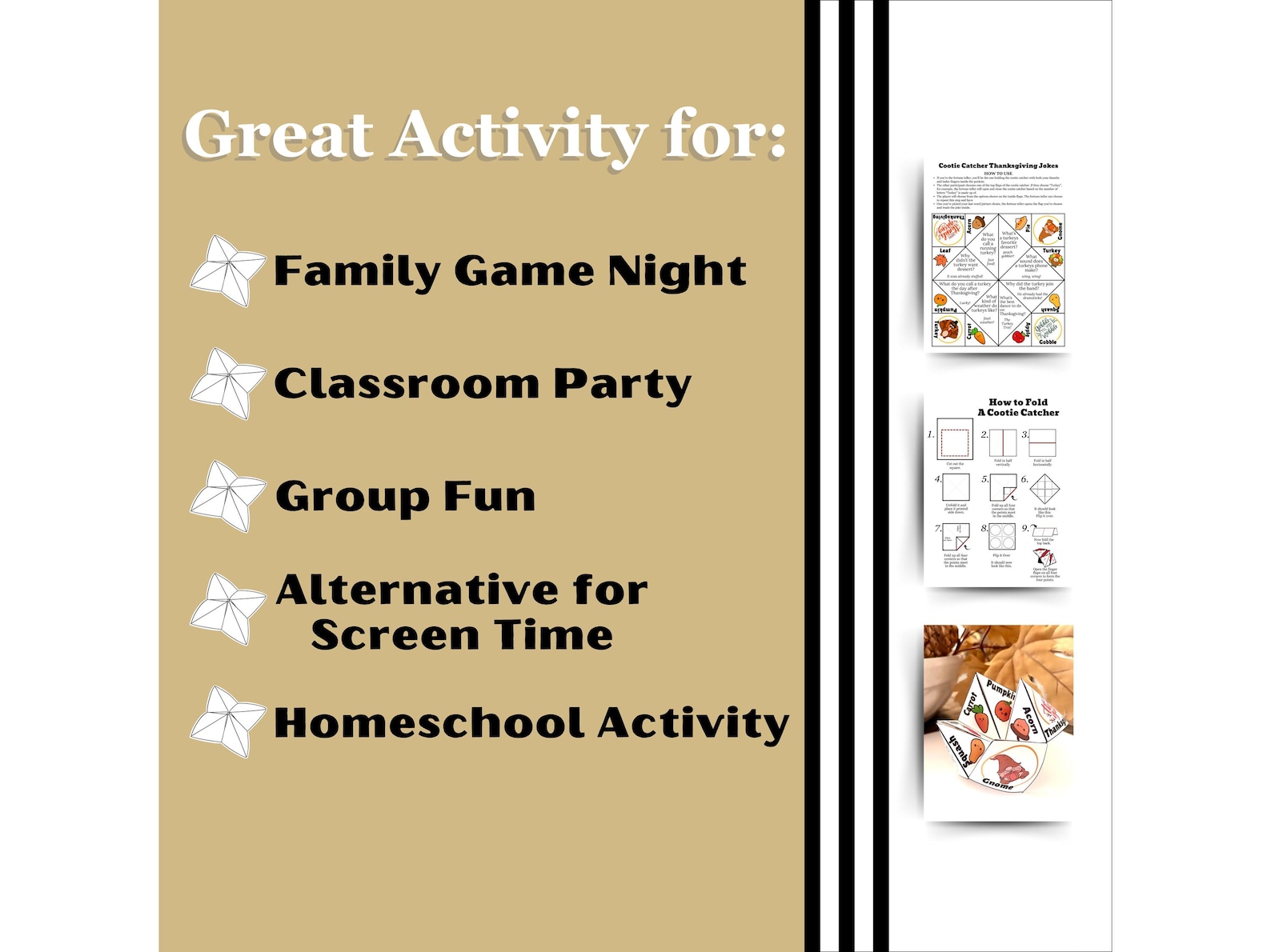 Cootie Catcher, Thanksgiving Jokes, Paper Fortune Teller, Printable ...