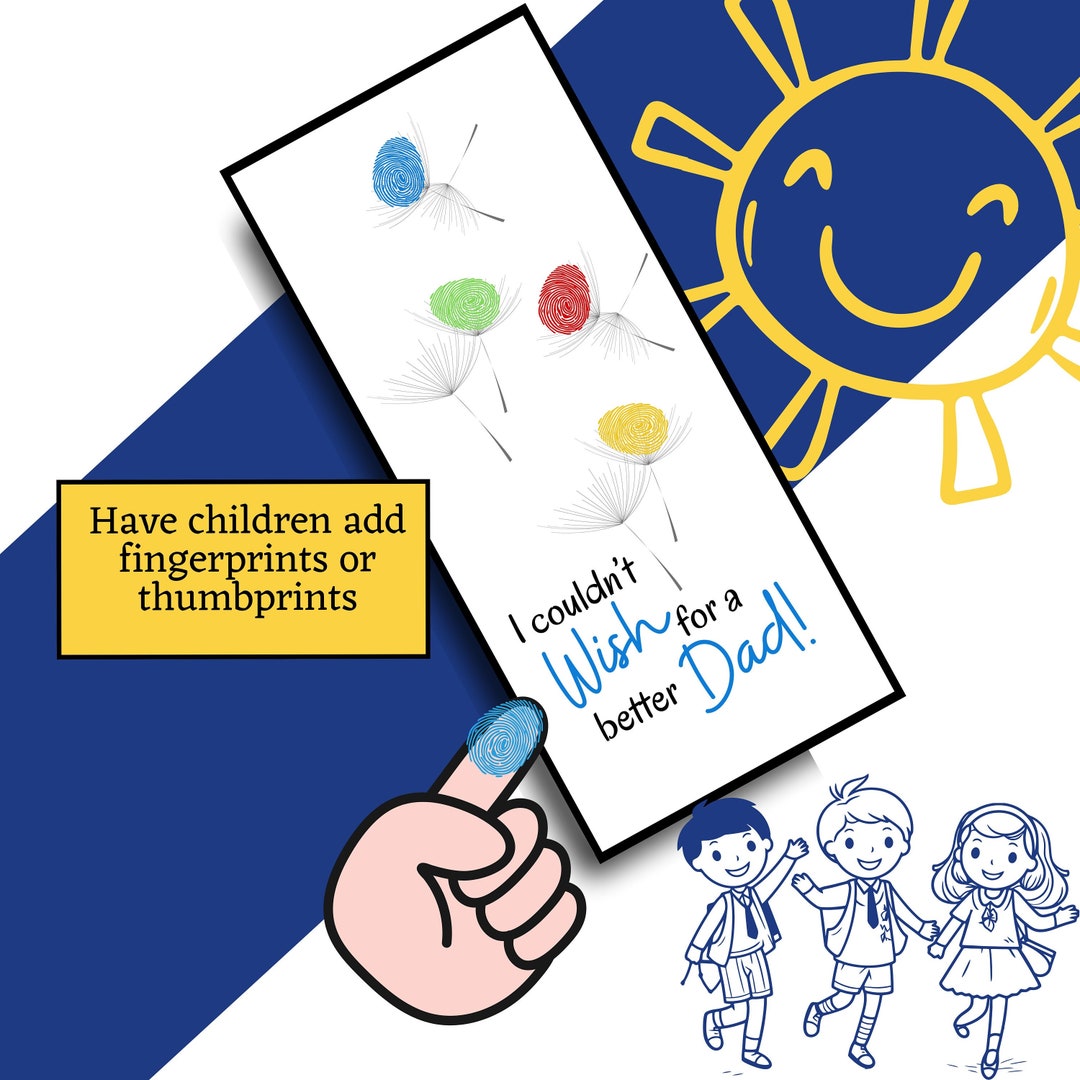 Father's Day Thumbprint Printable Bookmarks That Kids Can Make for Dad ...