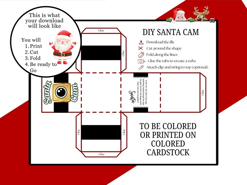 Santa Cam, Printable Santa Camera, DIY Santa Cam, Color & Cut Santa ...