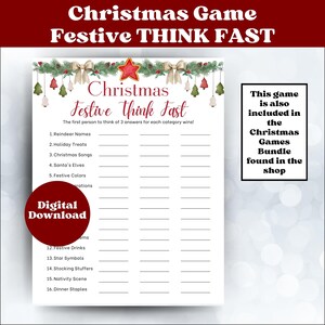 Christmas Party Game THINK FAST, Fun Family Activity, Friends Game ...