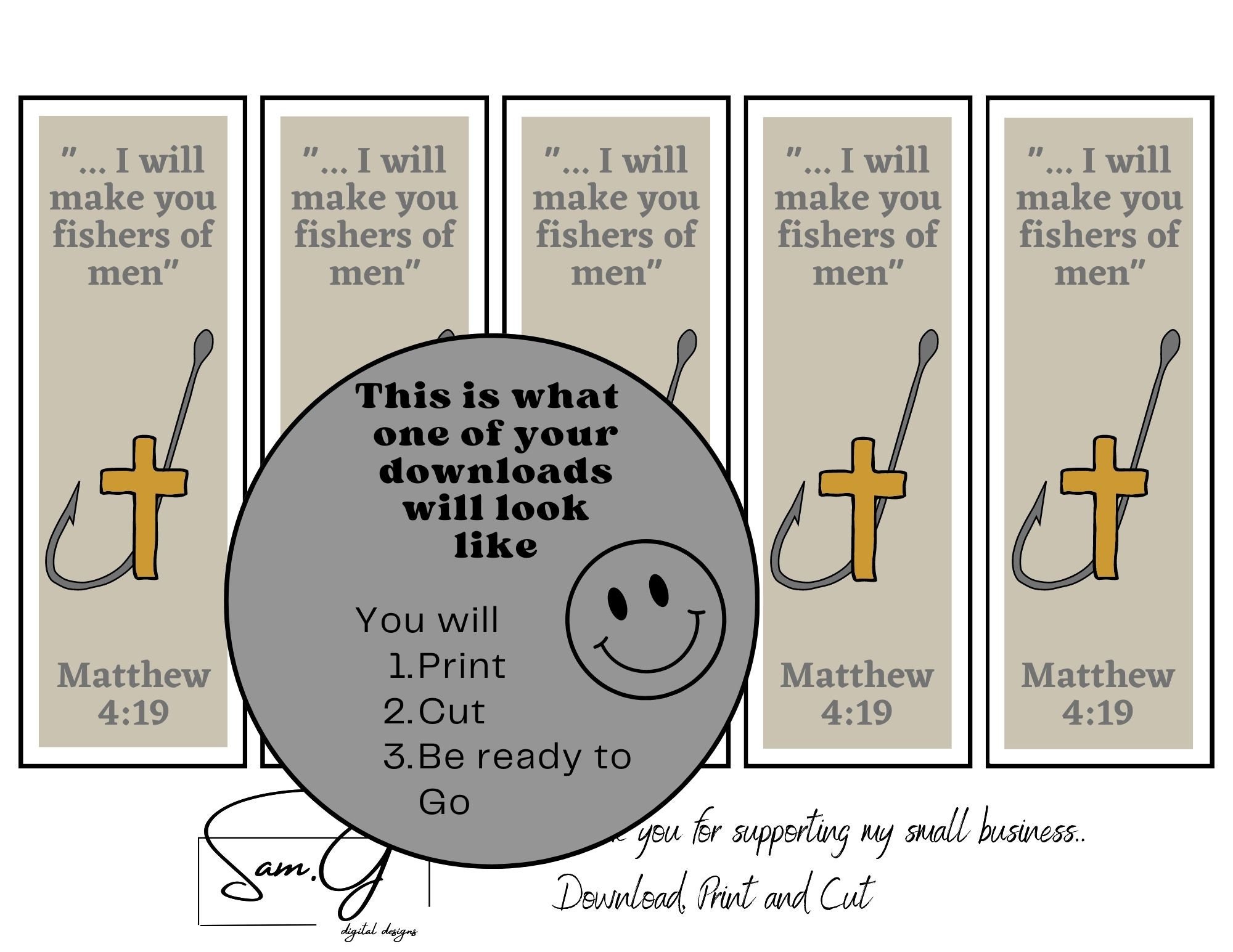 Christian Bookmark, Bible Verse Matthew 4:19, Printable Bookmarks ...
