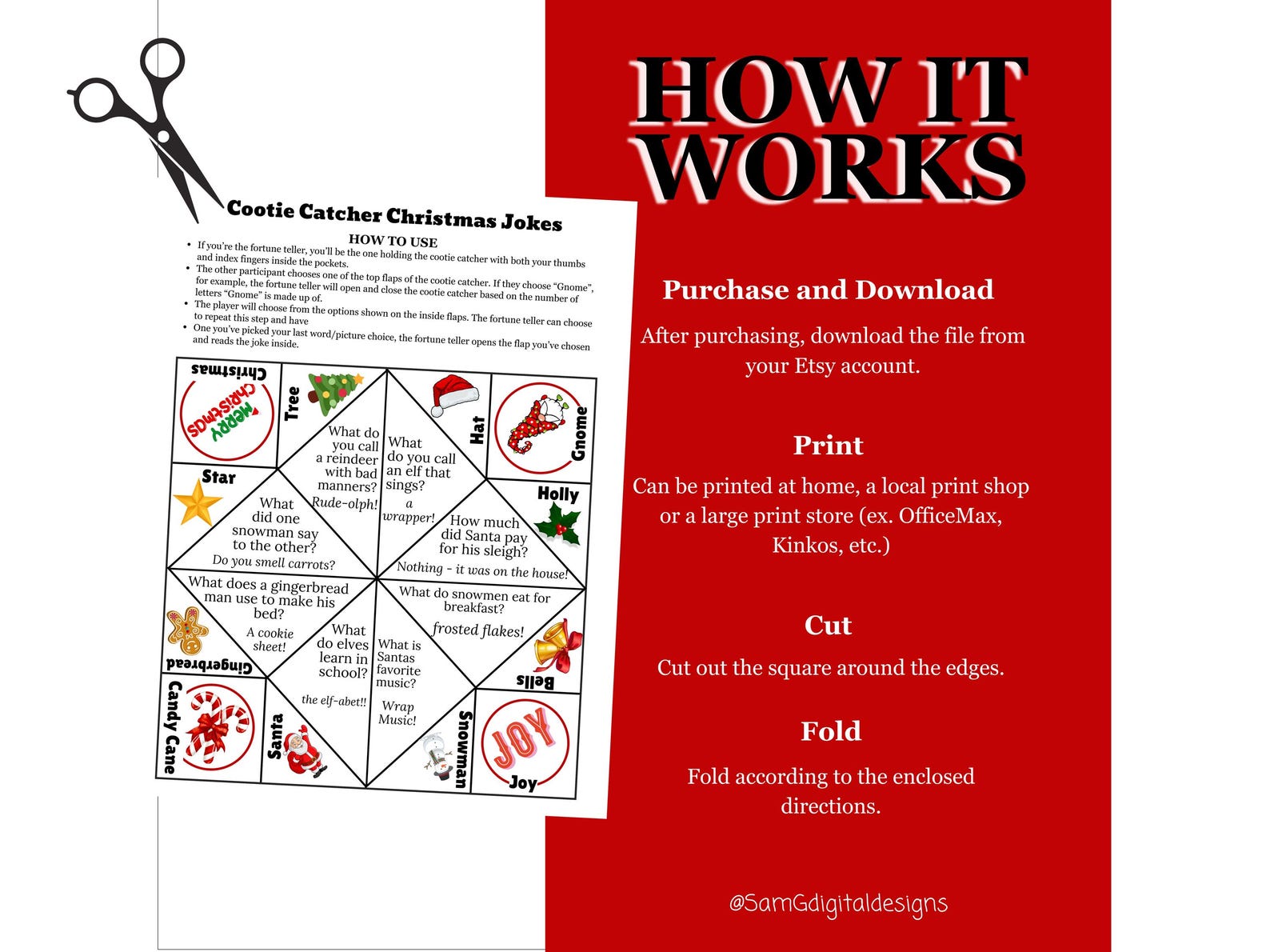 Cootie Catcher, Christmas Jokes, Paper Fortune Teller, Printable Games ...