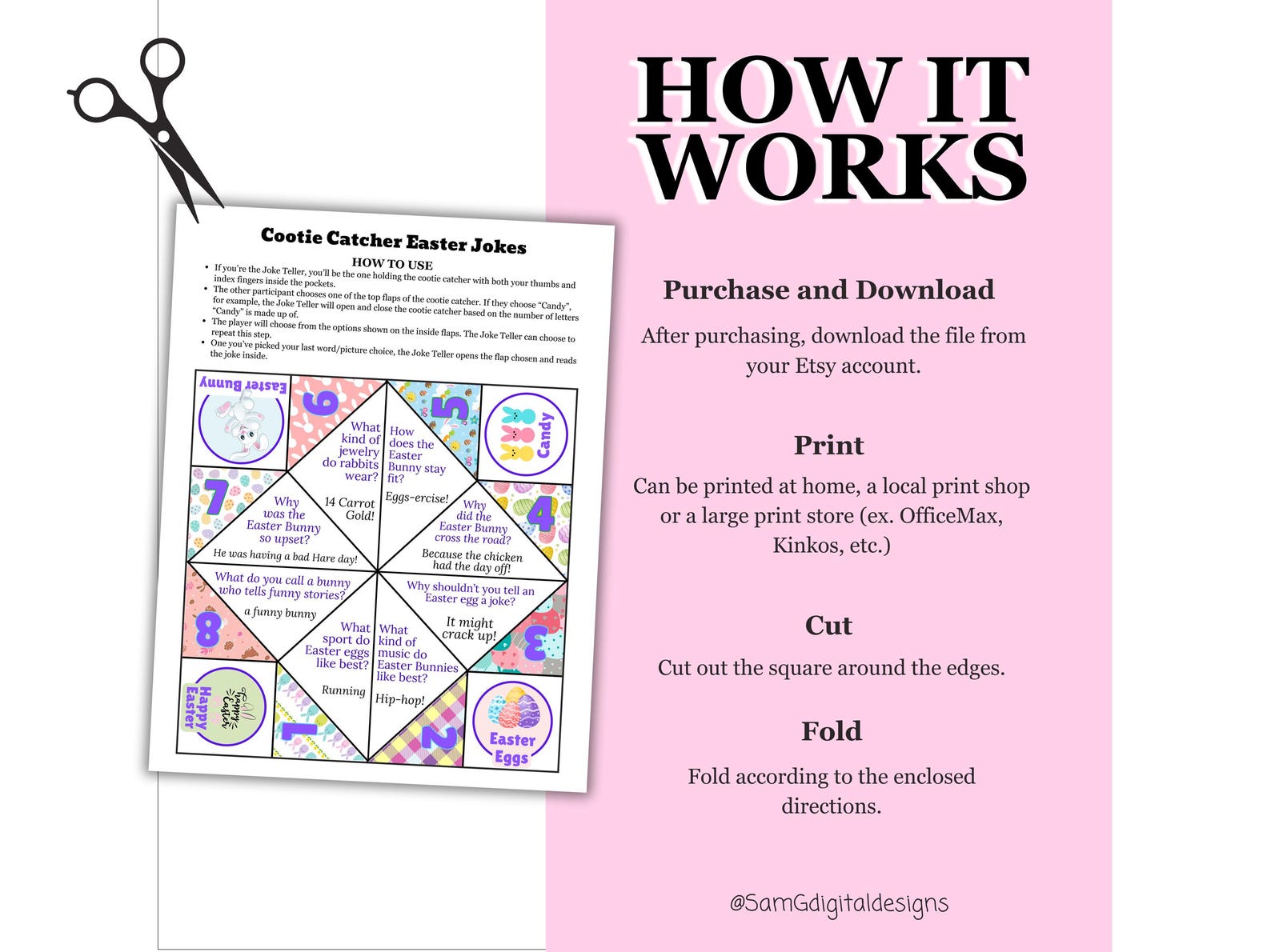 Cootie Catcher, Paper Fortune Teller, Easter Cootie Catcher, Origami ...