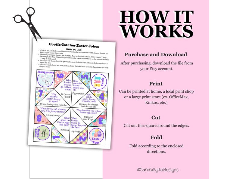 Cootie Catcher, Paper Fortune Teller, Easter Cootie Catcher, Origami ...