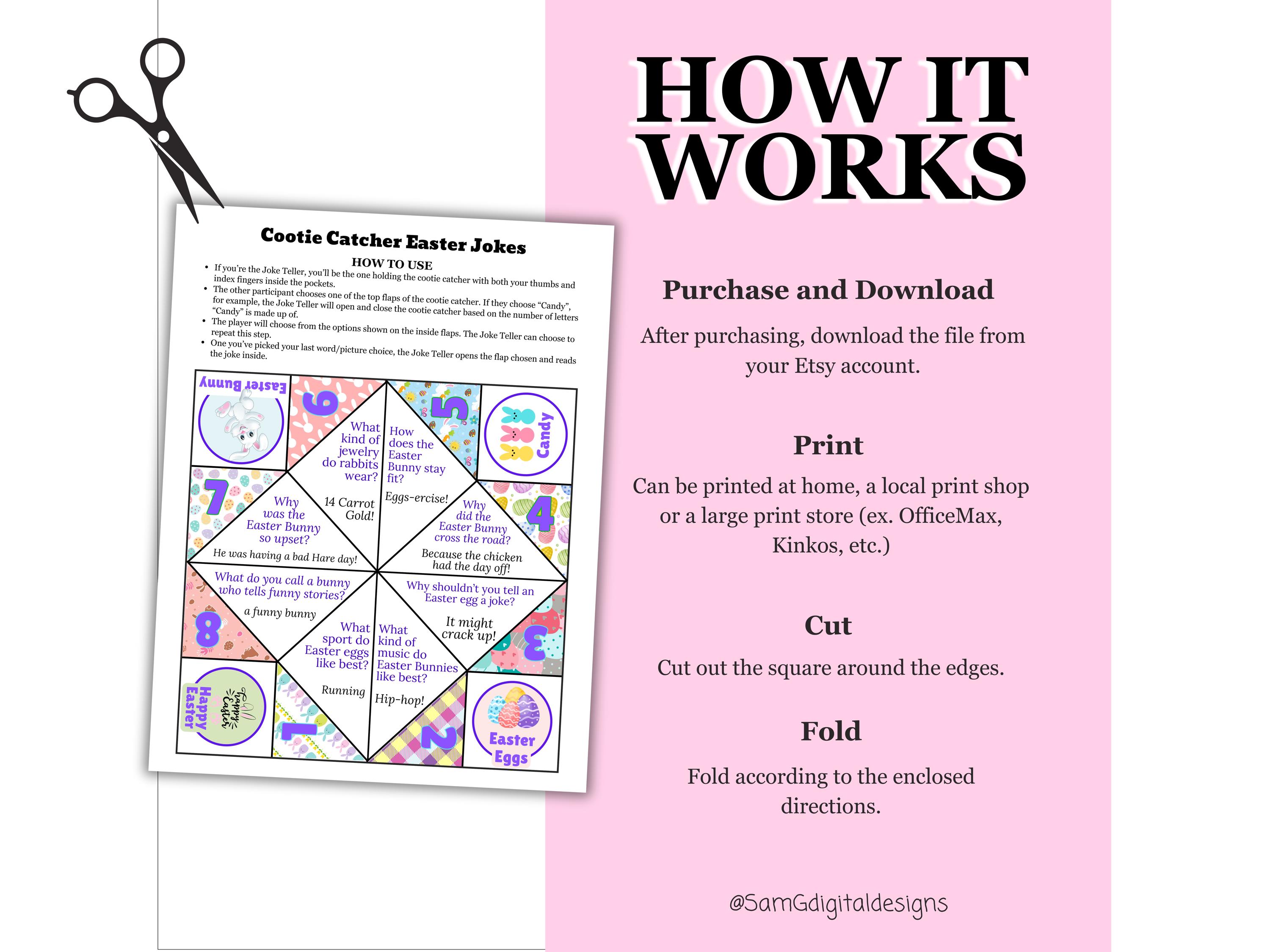 Cootie Catcher, Paper Fortune Teller, Easter Cootie Catcher, Origami ...