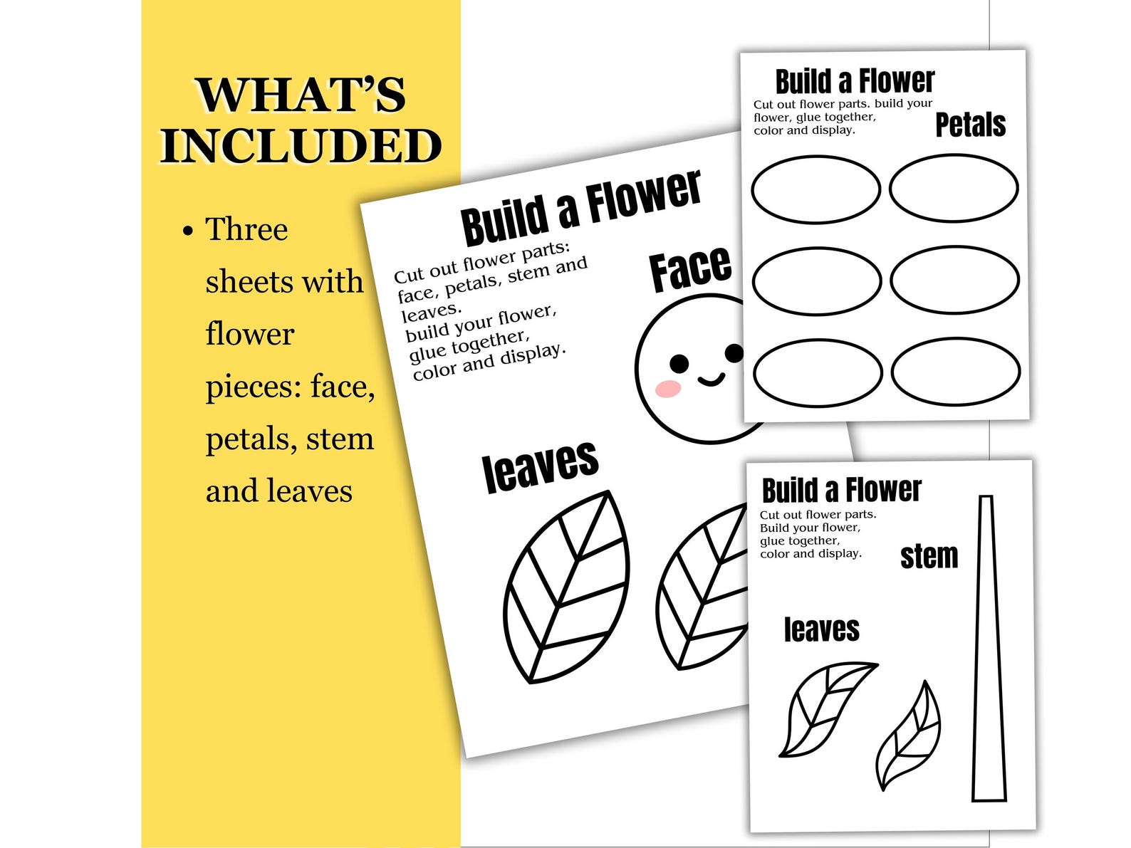 Build a Flower, Printable Kindergarten, Flower Building, Digital ...