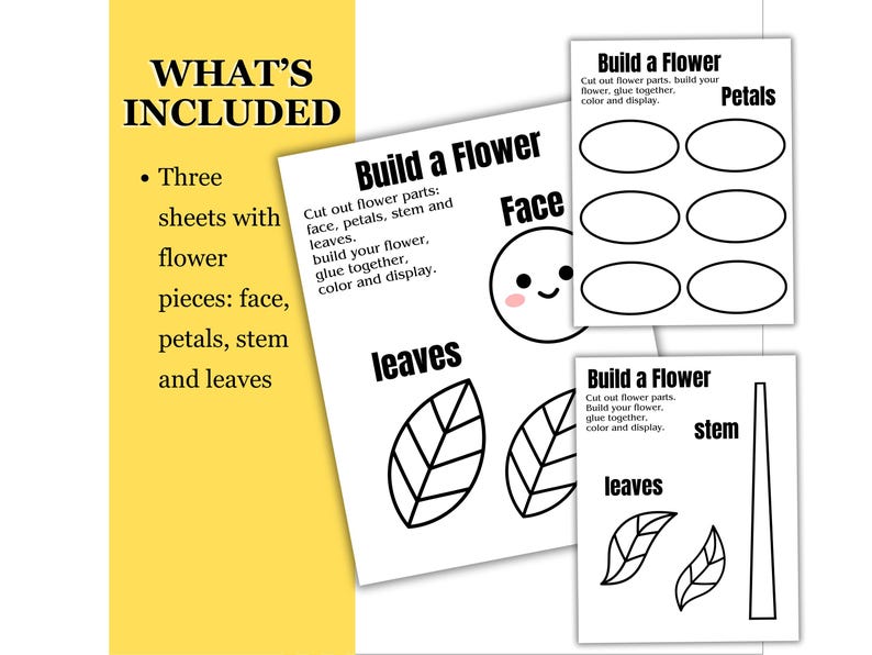 Build a Flower, Printable Kindergarten, Flower Building, Digital ...