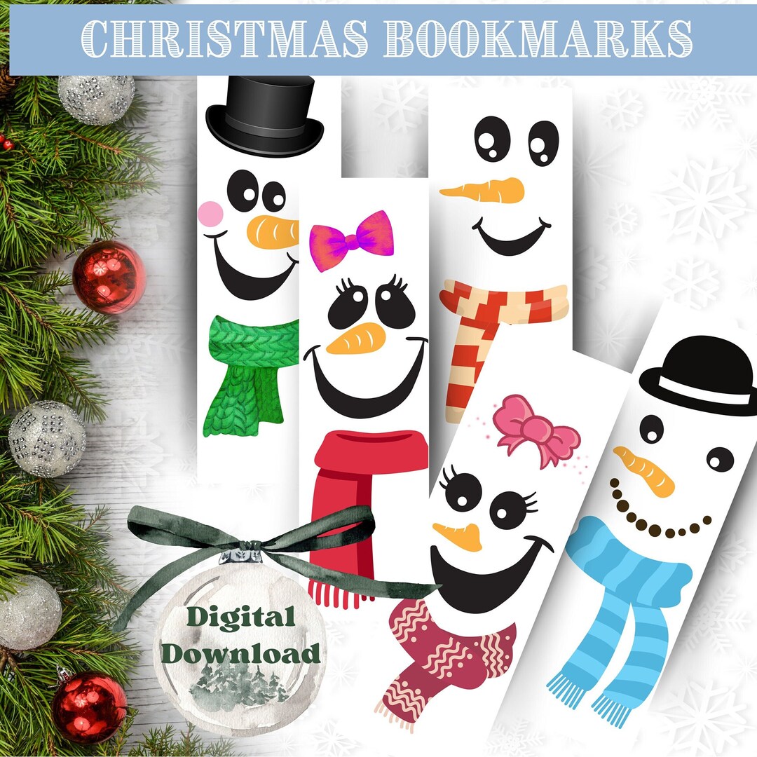 Printable Bookmarks | Christmas Bookmark Set | Set of 5 | Modern ...