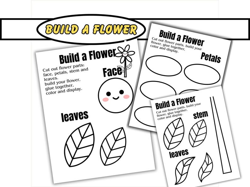 Build a Flower, Printable Kindergarten, Flower Building, Digital ...