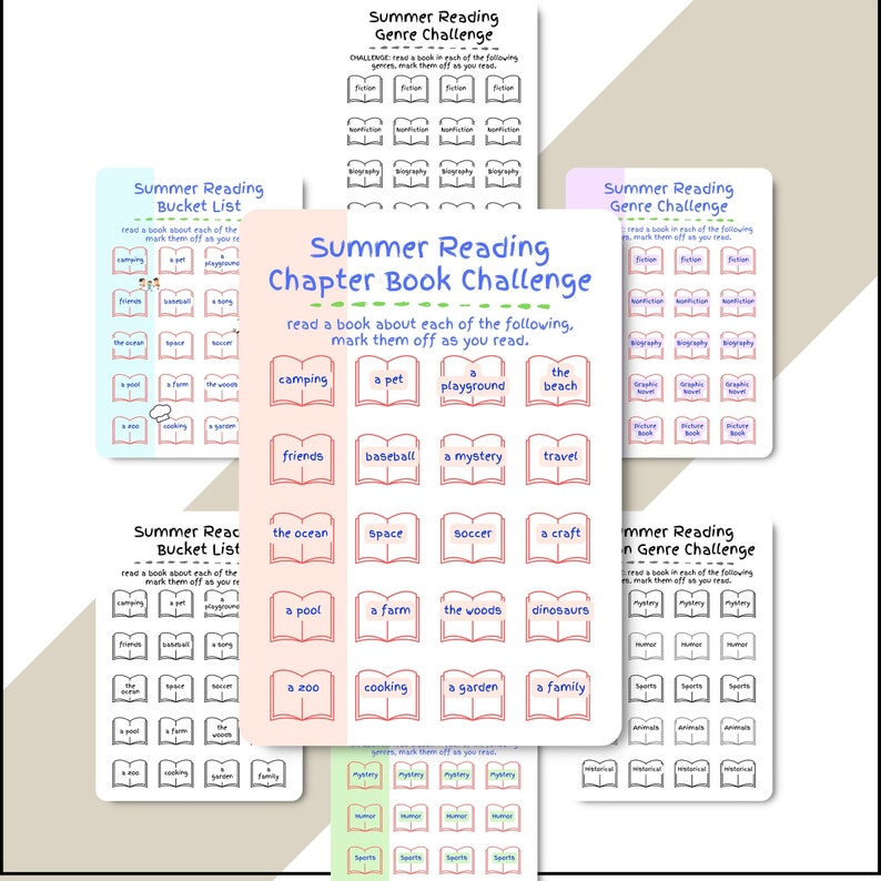 Summer Reading Bucket List, Chapter Book Challenge Fiction Genre ...