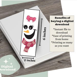 Snowman Printable Bookmarks, Modern Minimalist Christmas Bookmark ...