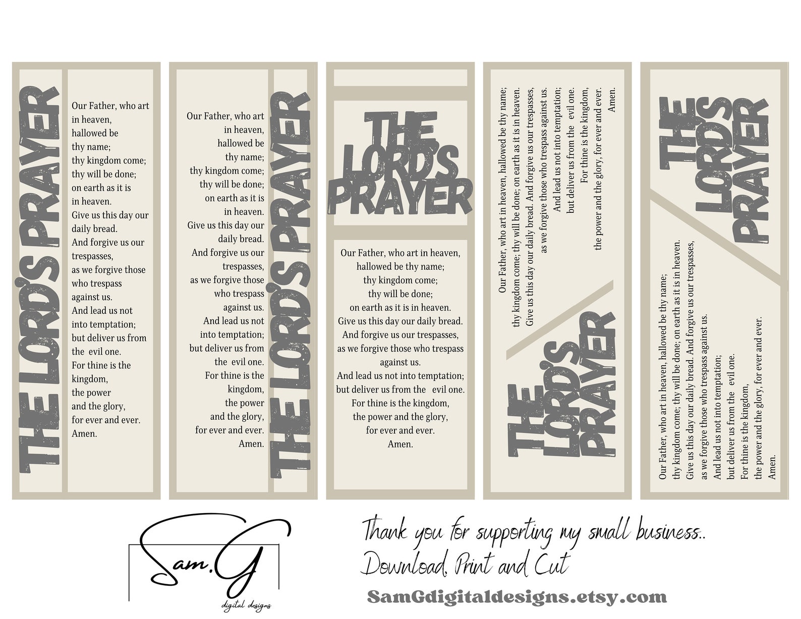 The Lord's Prayer, Printable Bookmarks, Unique Bookmarks, Our Father's ...