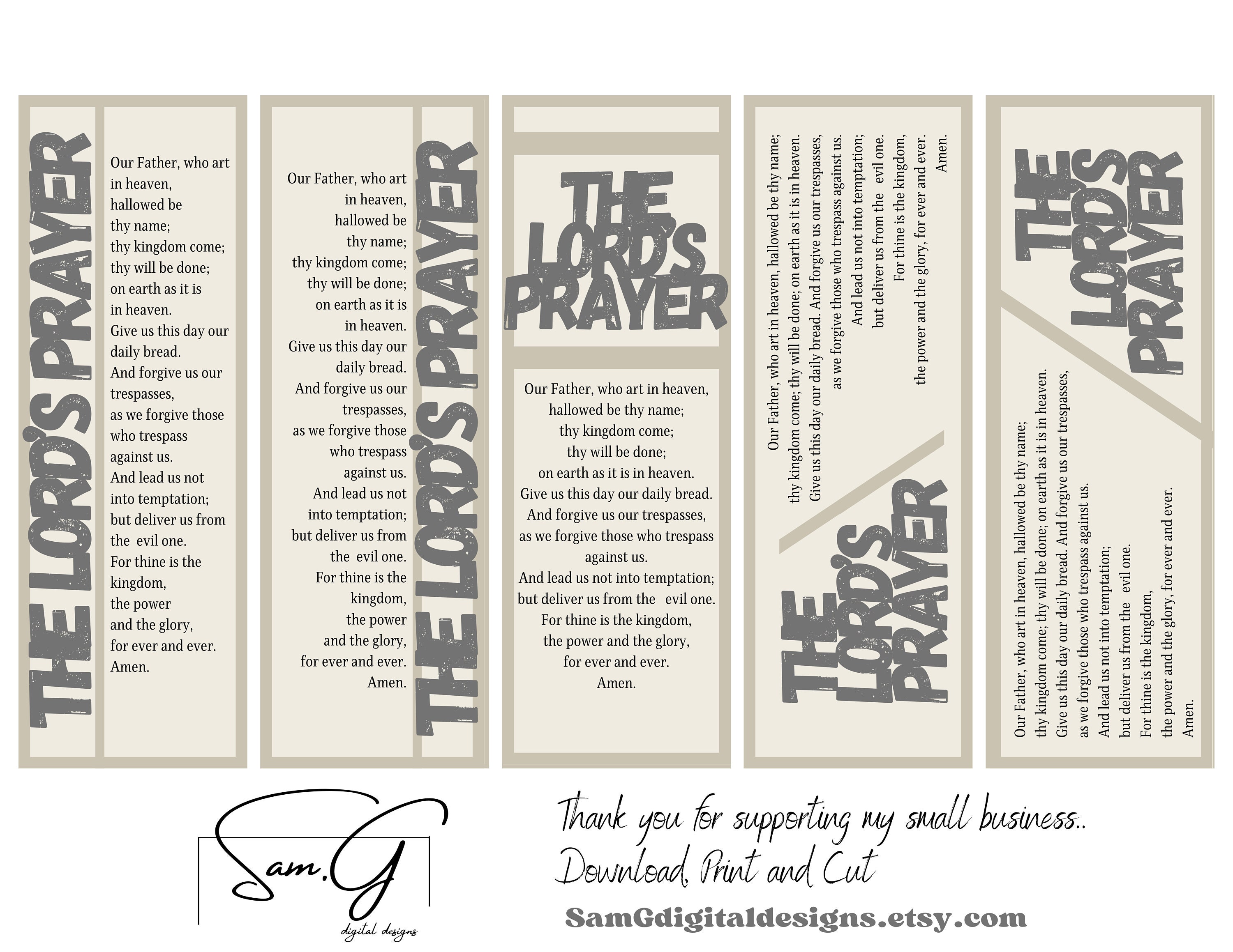 The Lord's Prayer, Printable Bookmarks, Unique Bookmarks, Our Father's ...