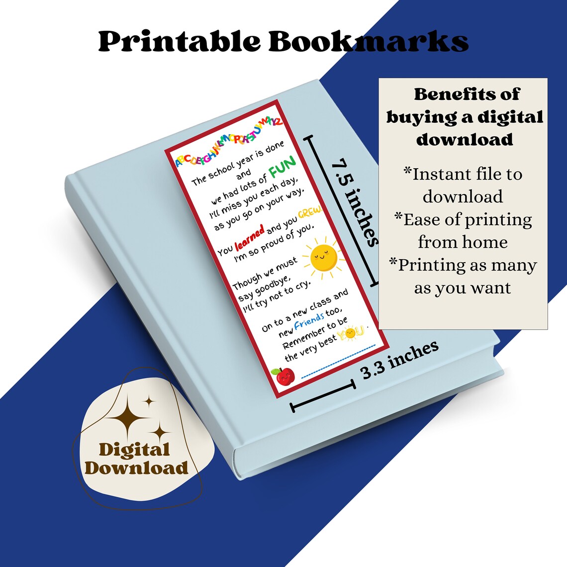 End of the Year Printable Bookmarks for Beginning Readers From Teacher ...